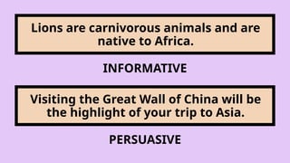 INFORMATIVE VS. PERSUASIVE Types of Essay | PPTX