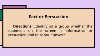 INFORMATIVE VS. PERSUASIVE Types of Essay | PPTX
