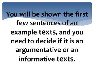 Informative vs argumentative | PPTX