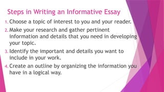 Informative writing topic for grade nine | PPTX
