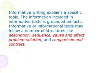 informative writing techniques.powerpoint presentation | PPT
