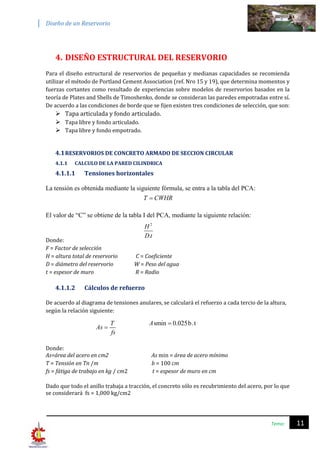 Informe de diseño de un reservorio | PDF