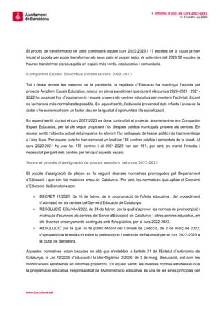 Informe d’inici del curs escolar 2022-2023 | PDF