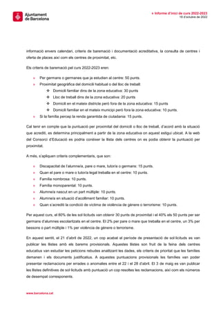 Informe d’inici del curs escolar 2022-2023 | PDF