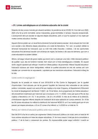 Informe d’inici del curs escolar 2022-2023 | PDF