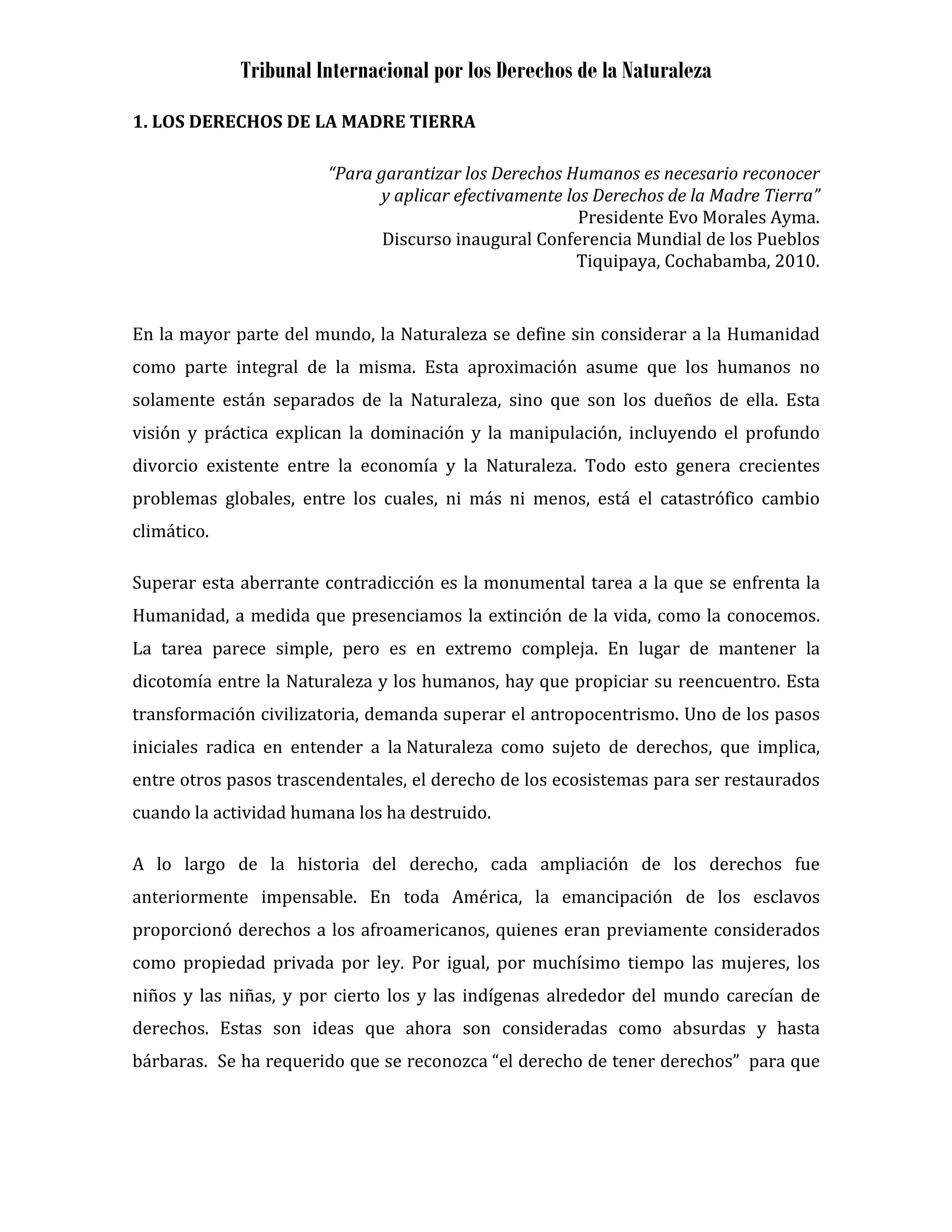 Informe sobre el caso Territorio Indígena y Parque Nacional Isiboro ...