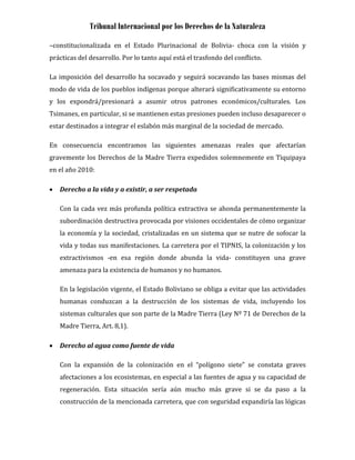 Informe sobre el caso Territorio Indígena y Parque Nacional Isiboro ...
