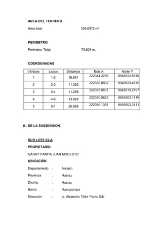 Subdivisión de Lotes | DOCX