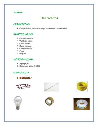 Informe 2 de bioquimica .. electrolitos | DOCX