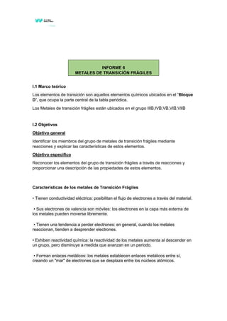 informe 6 metales de transición frágiles | DOCX