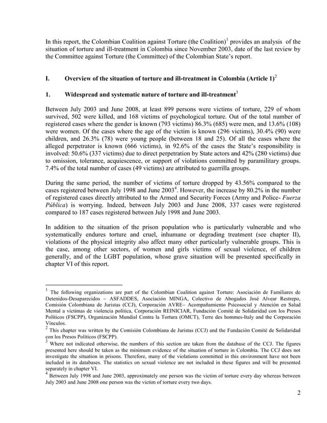 Alternate report to the 4th periodic report of the Colombian State to ...