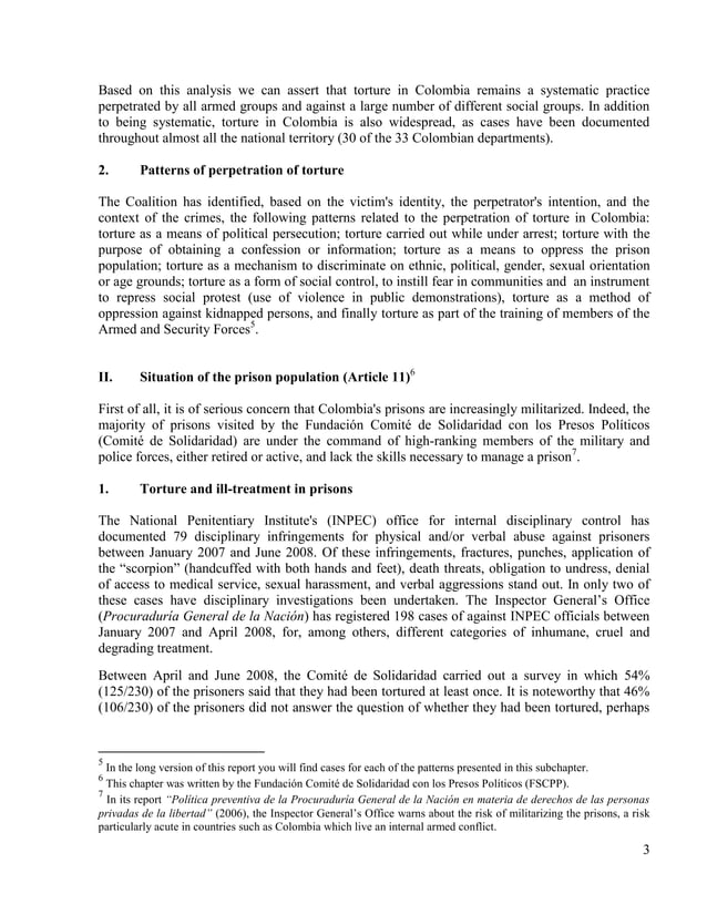 Alternate report to the 4th periodic report of the Colombian State to ...