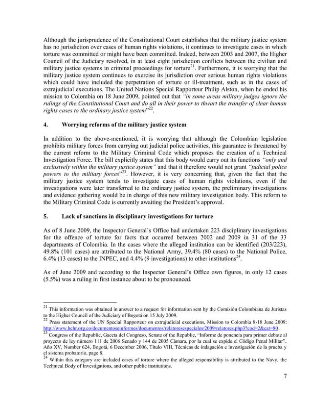 Alternate report to the 4th periodic report of the Colombian State to ...