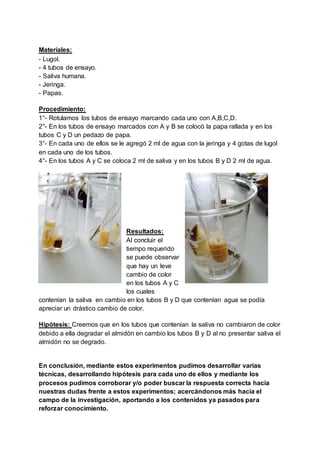 Informe biología 1 electivo | DOCX