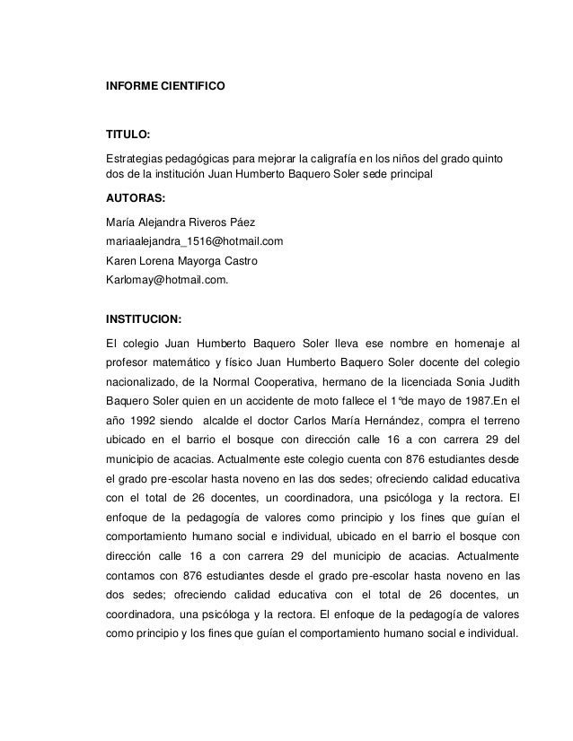 Que Es Un Informe Cientifico Y Cuales Son Sus Caracteristicas ...