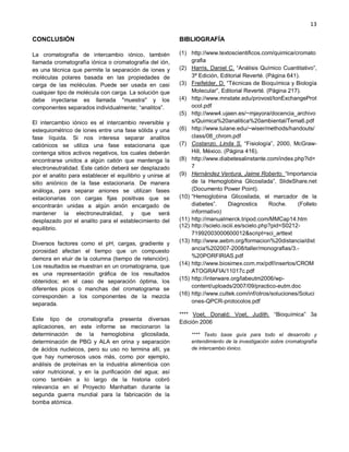 Informe cromatografia de intercambio ionico | PDF