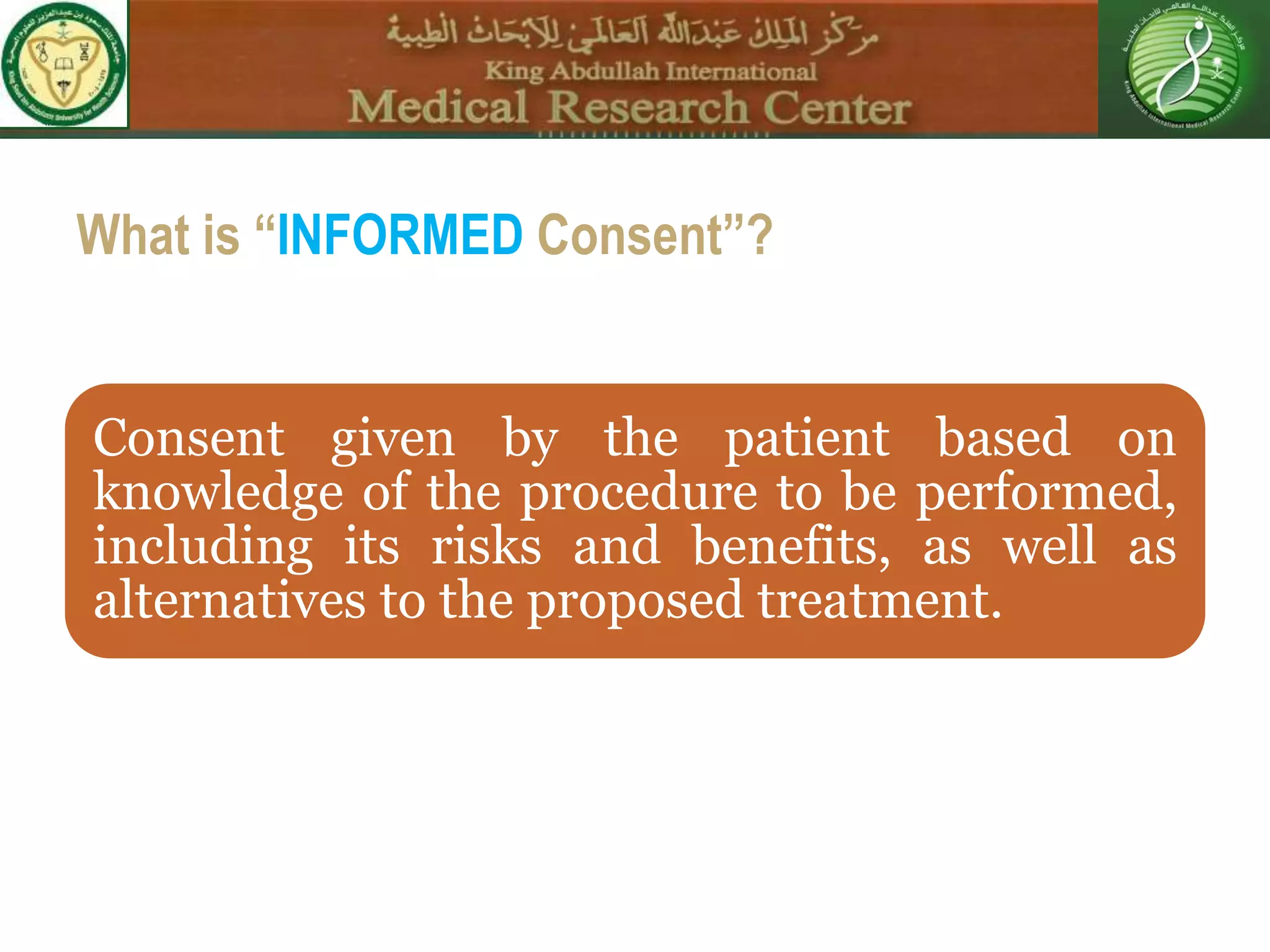 Informed consent: Definition & elements | PPTX