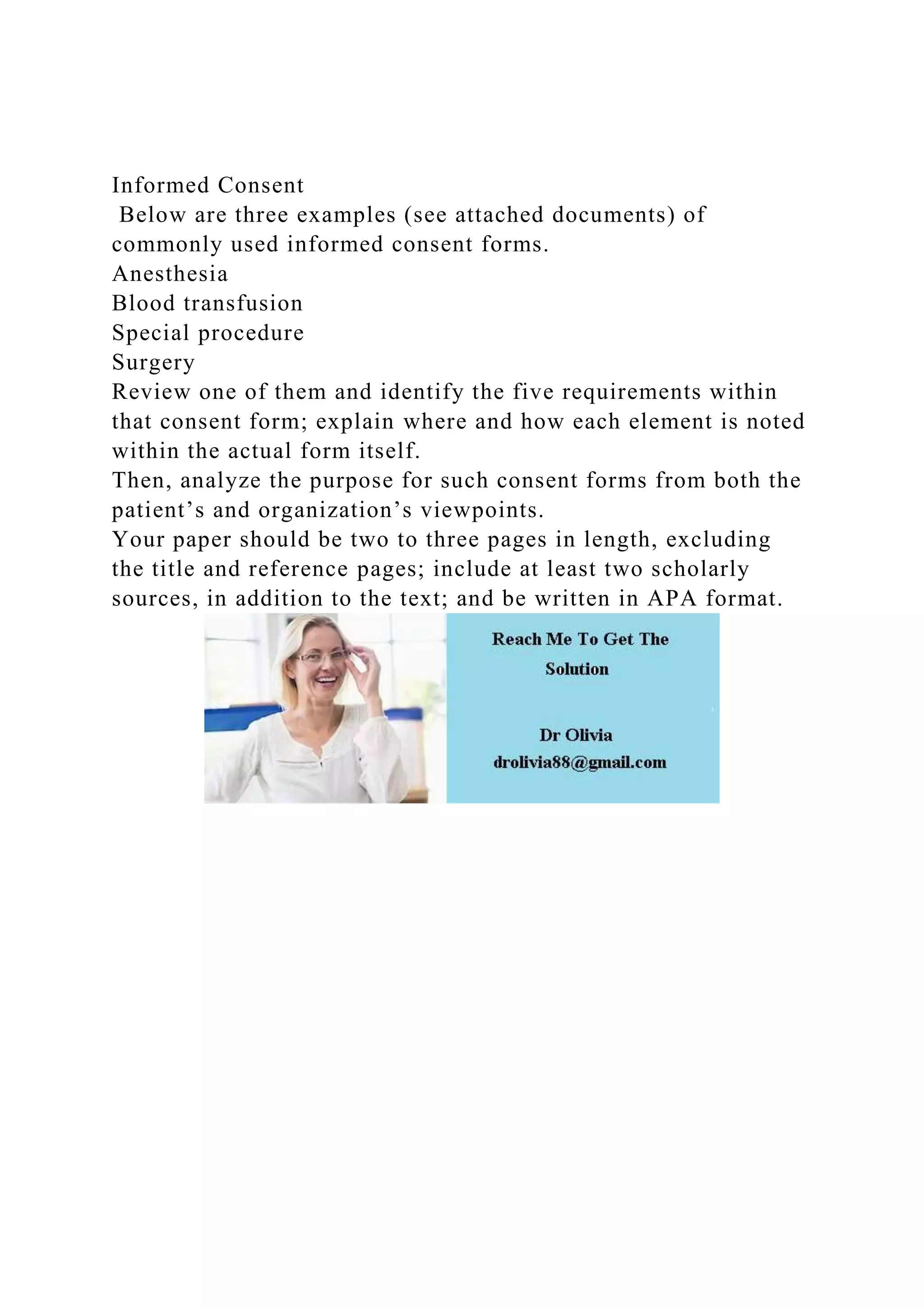 Informed Consent Below are three examples (see attached document.docx ...