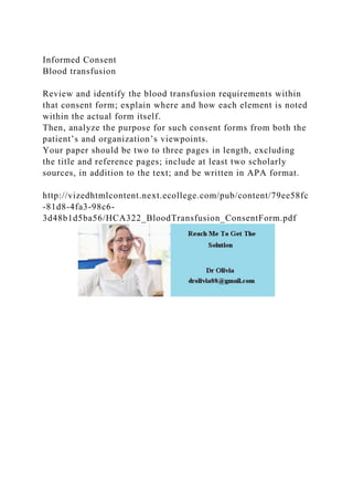 Informed ConsentBlood transfusionReview and identify the blood.docx