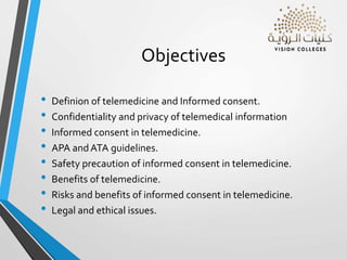 Informed consent in telemedicine confidentiality and privacy of ...