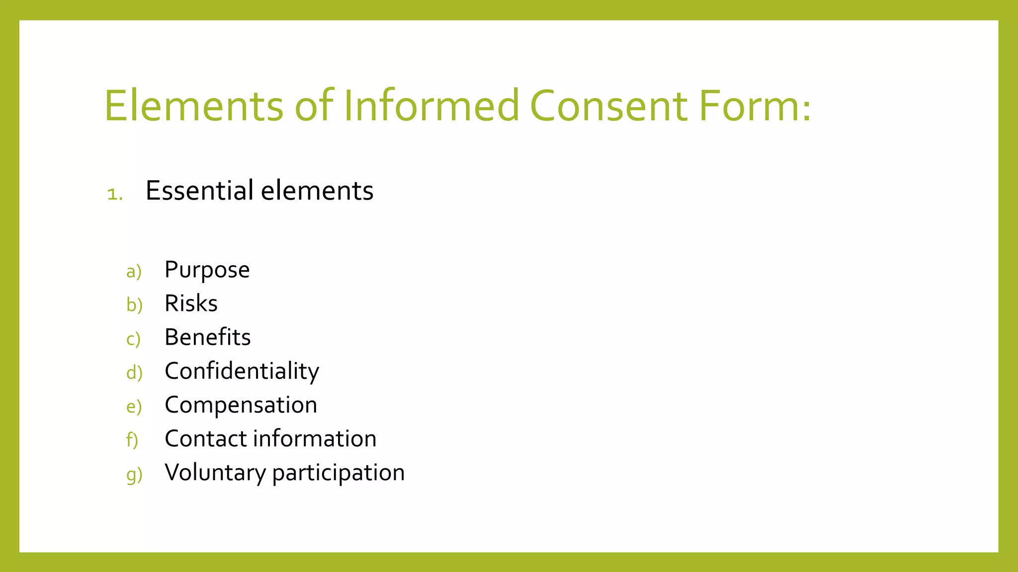 Informed consent process and procedures | PPTX