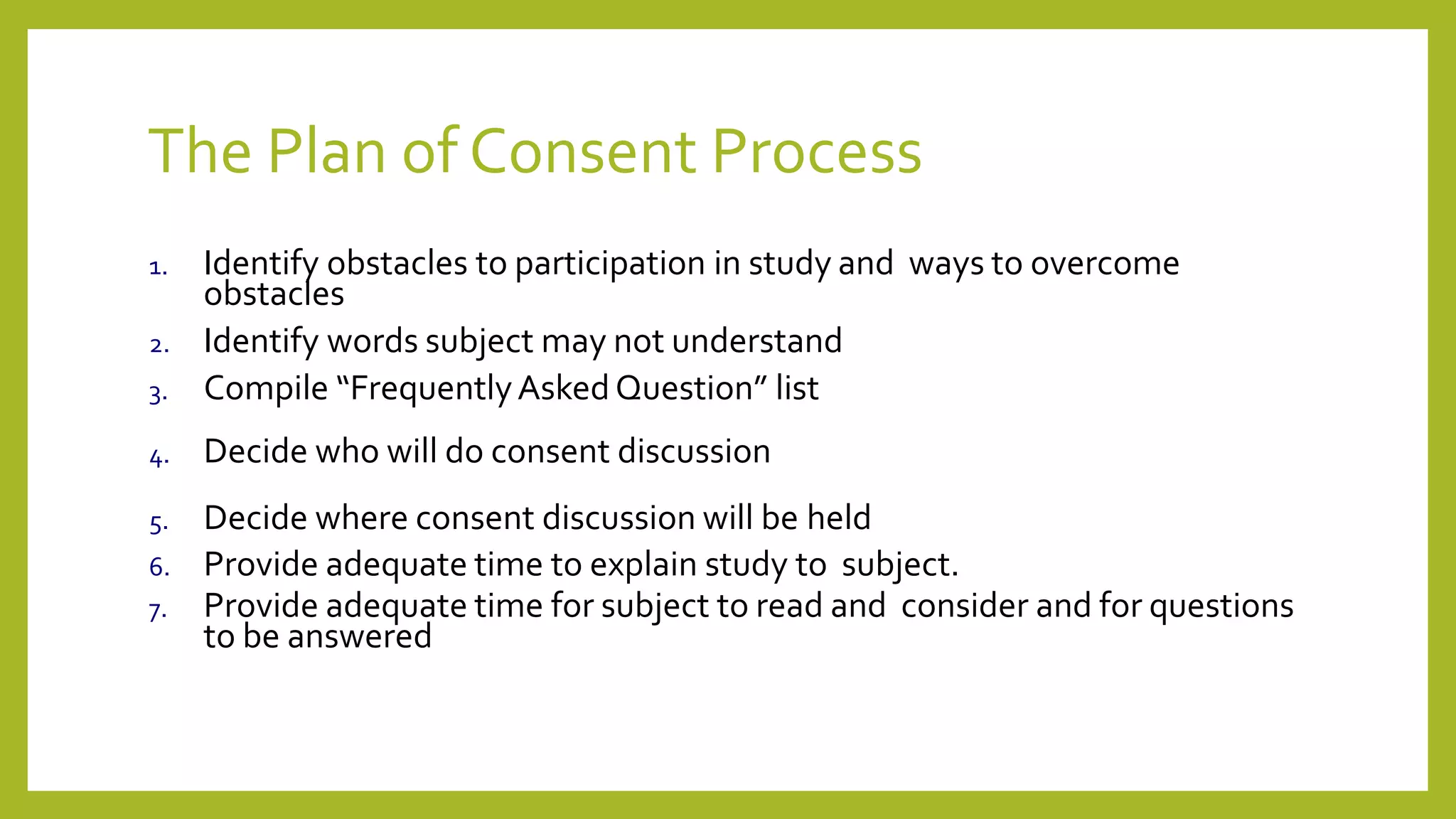 Informed consent process and procedures | PPTX