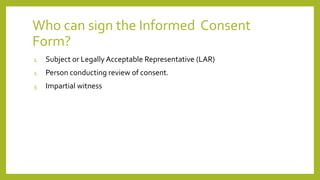 Informed consent process and procedures | PPTX