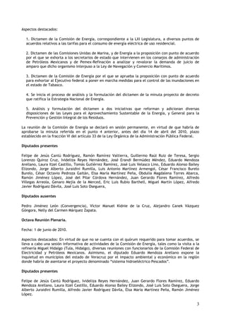 Informe de actividades de la comisión de energía | PDF