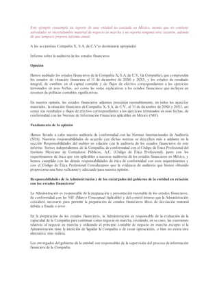 Informe de auditoria redactado base nia 700 vigente del 15 12 2016 | DOCX