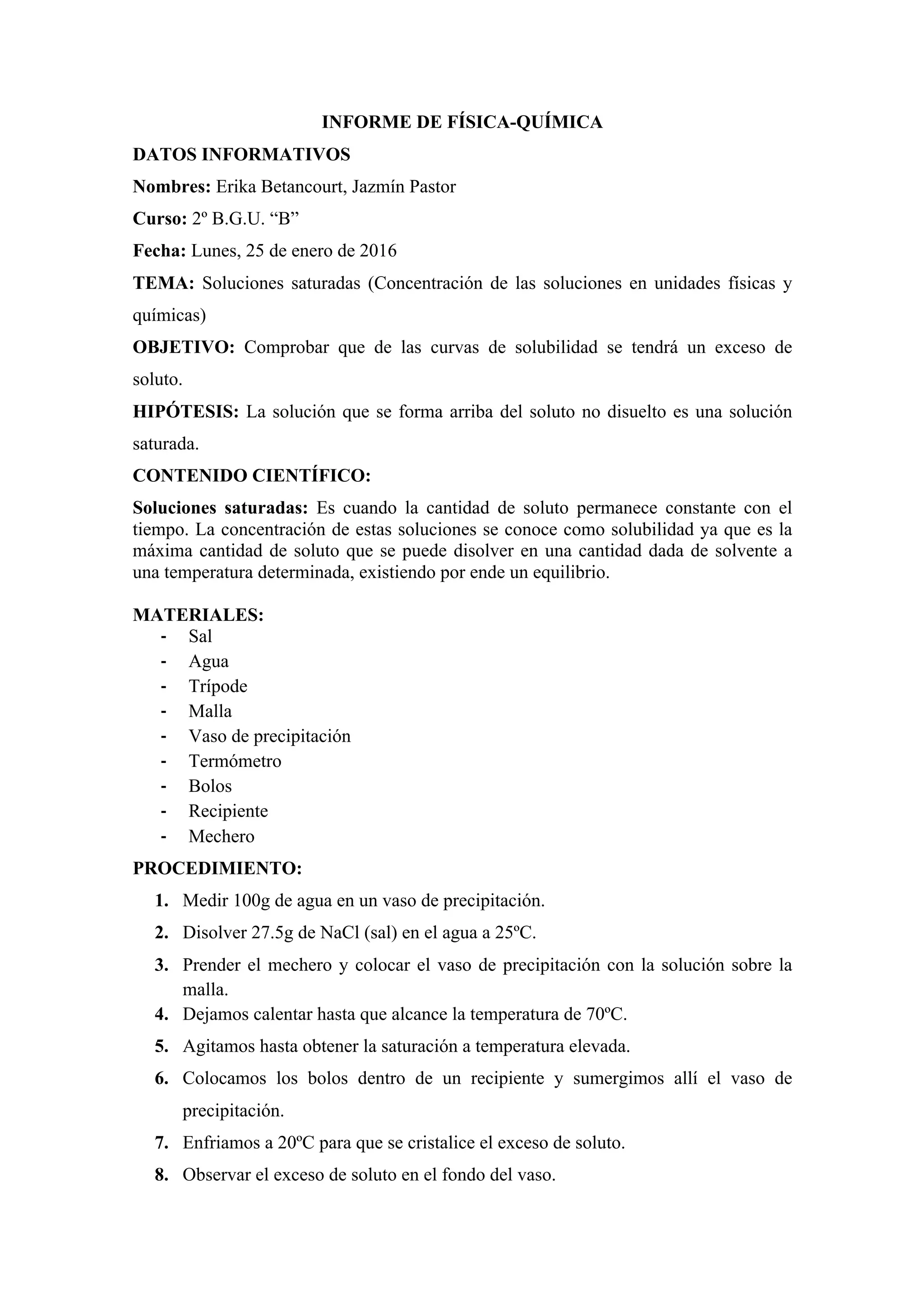 Informe De Física Química Pdf Descarga Gratuita