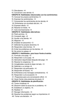 Informe de Lista de Chequeo evaluación de habilidades sociales | DOCX