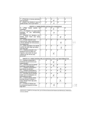 Informe de Lista de Chequeo evaluación de habilidades sociales | DOCX