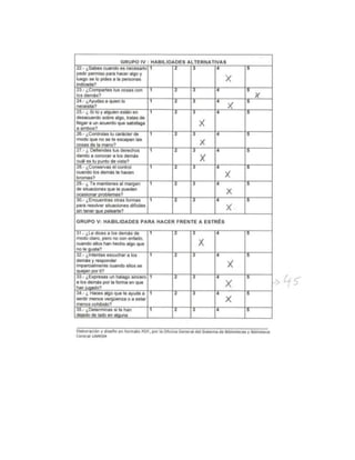 Informe de Lista de Chequeo evaluación de habilidades sociales | DOCX