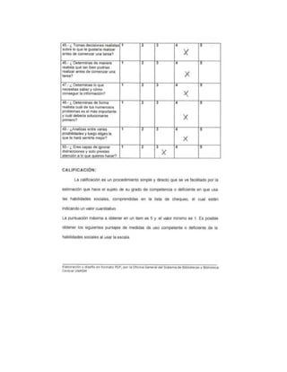 Informe de Lista de Chequeo evaluación de habilidades sociales | DOCX