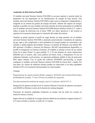 Informe del sentron pac4200 | PDF