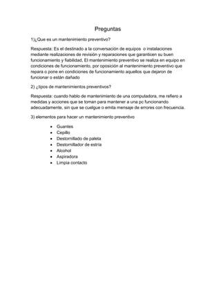 Informe de mantenimiento preventivo y conectivo | PDF | Computing | Technology & Computing