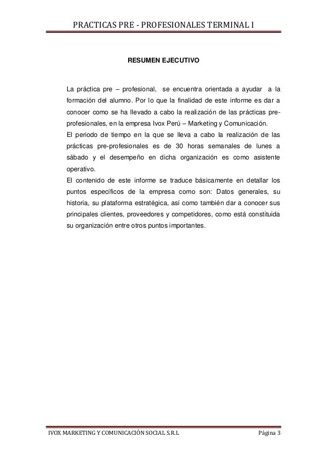 Informe De Practica Profesional Ejemplos Informe De Practica Profesional Ejemplos