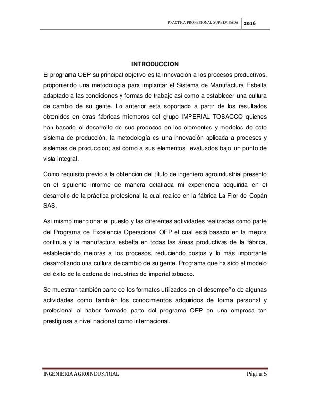 Ejemplo De Introduccion De Un Informe