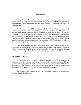 Protocolo de Enrutamiento IGRP | DOCX