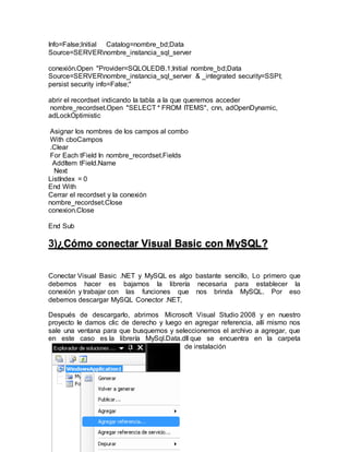 Base de Datos Desde Visual BASIC 6.0 | DOCX
