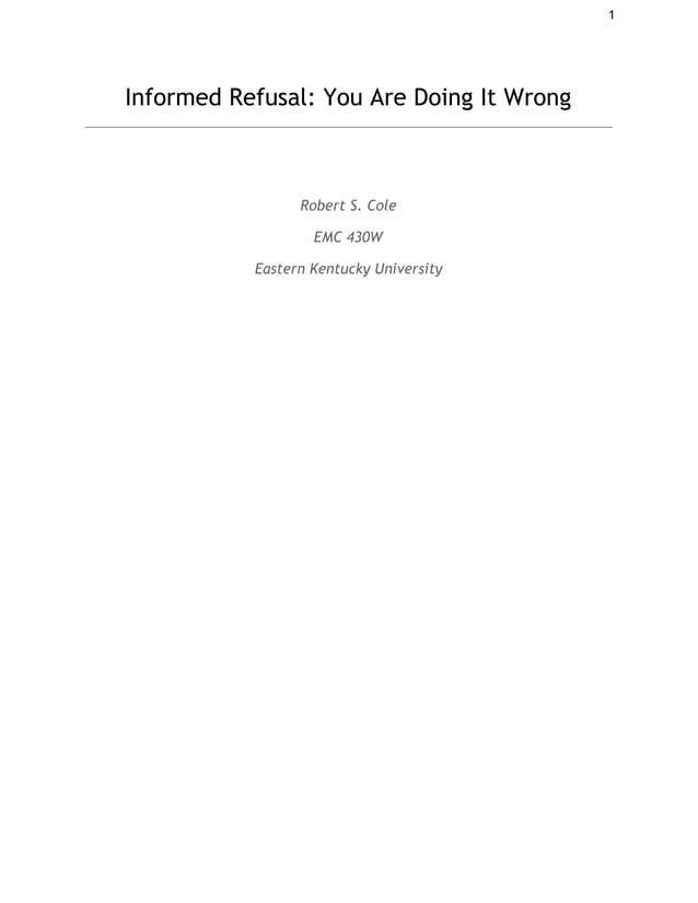 Informed Refusal: you are doing it wrong | PDF | First Aid | Injuries