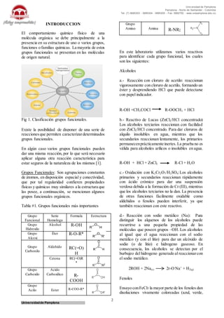 identificacion de grupos funcionales organico | DOCX