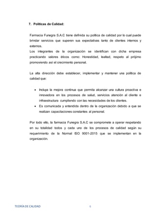 Informe final de la aplicación de la norma ISO 9001 2015 | DOCX