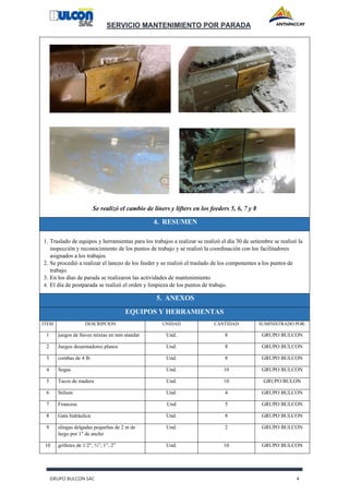 Informe mantenimiento apron feeders octubre 2017 | PDF