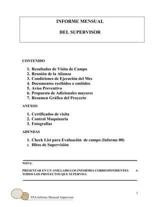 Informe mensual del supervisor | DOCX