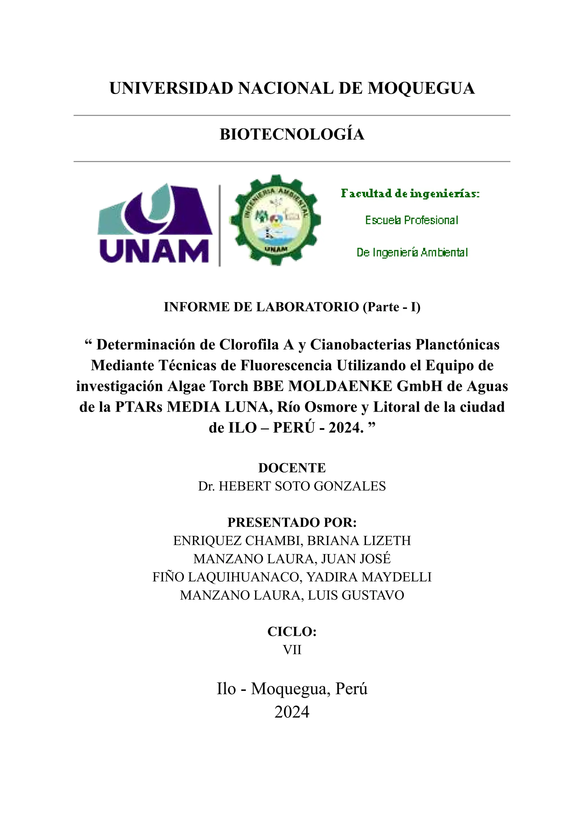 Informe Parte I Determinación de clorofila A y cianobacterias_uso del Algaethor.pdf