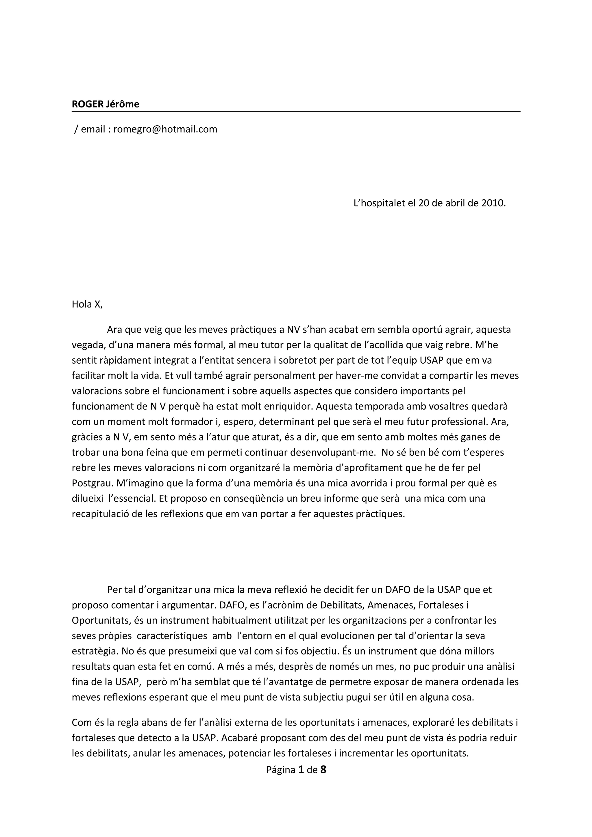 Informe pràctiques dafo de la unitat de suport a l’activitat professional | DOC