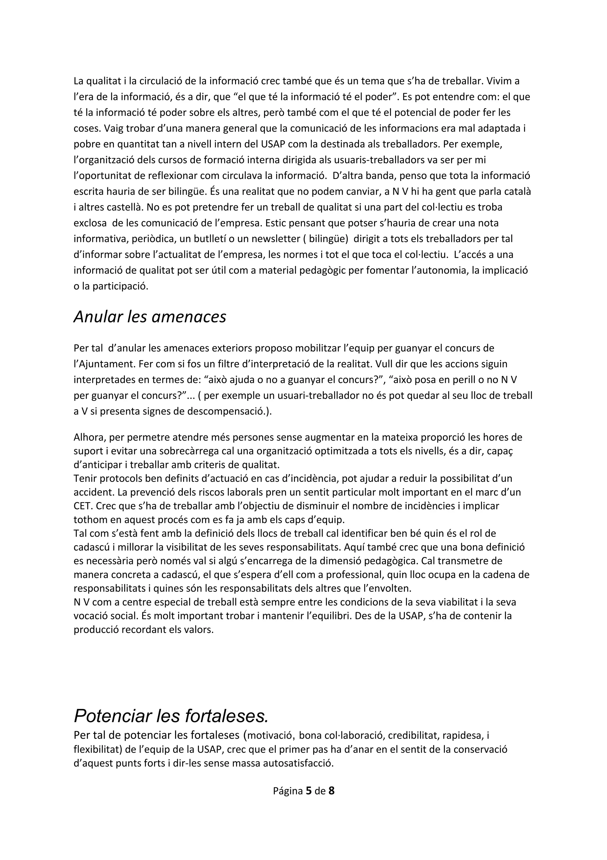Informe pràctiques dafo de la unitat de suport a l’activitat professional | DOC