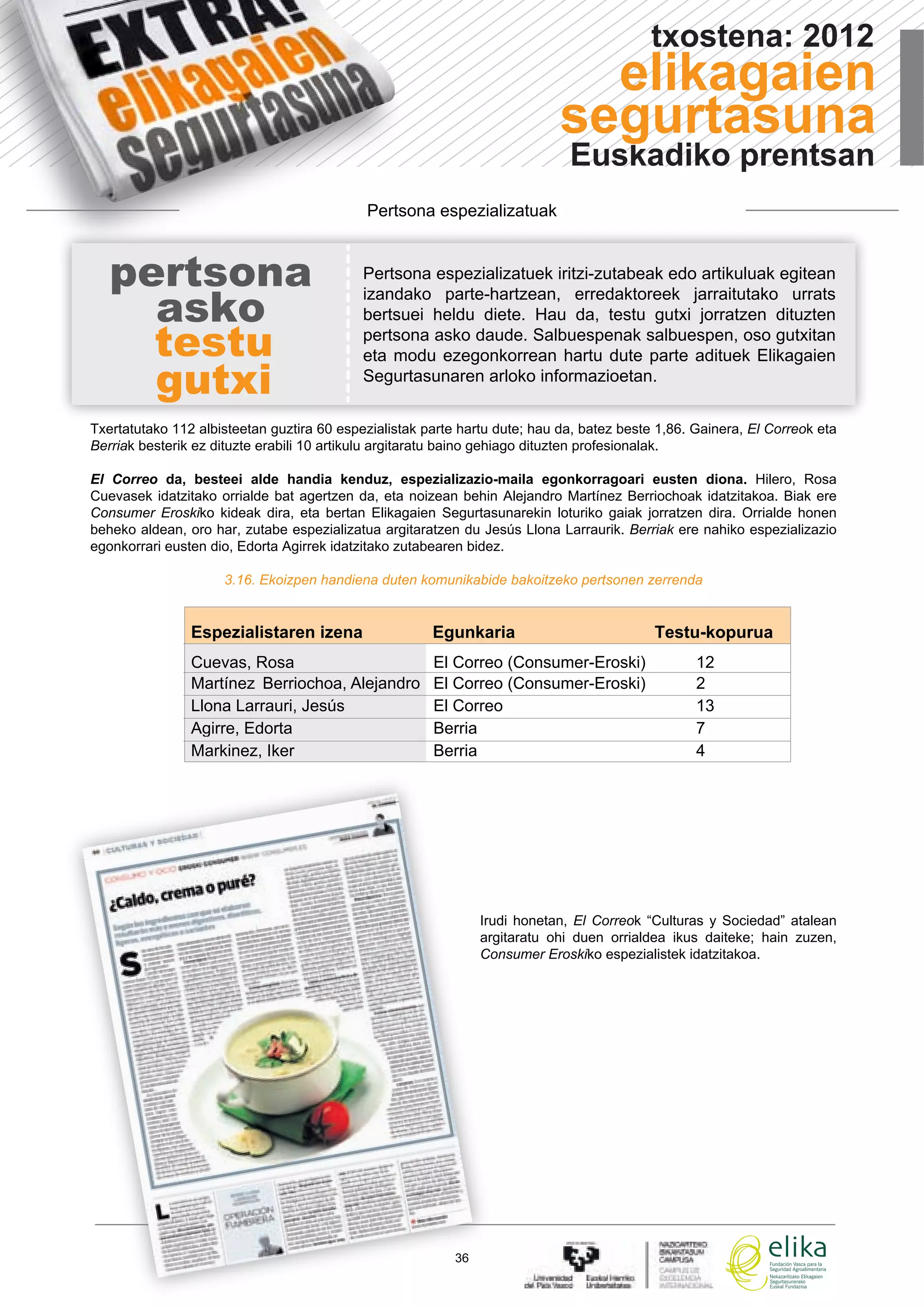 Txostena 2012 Elikagaien segurtasuna | PDF