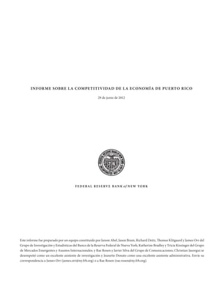 INFORME SOBRE LA COMPETITIVIDAD DE LA ECONOMIA DE PUERTO RICO | PDF